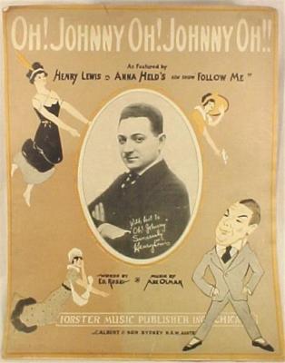 Oh Johnny Oh Johnny Oh Sheet Music Antique 1917 Flapper Great To Frame ...