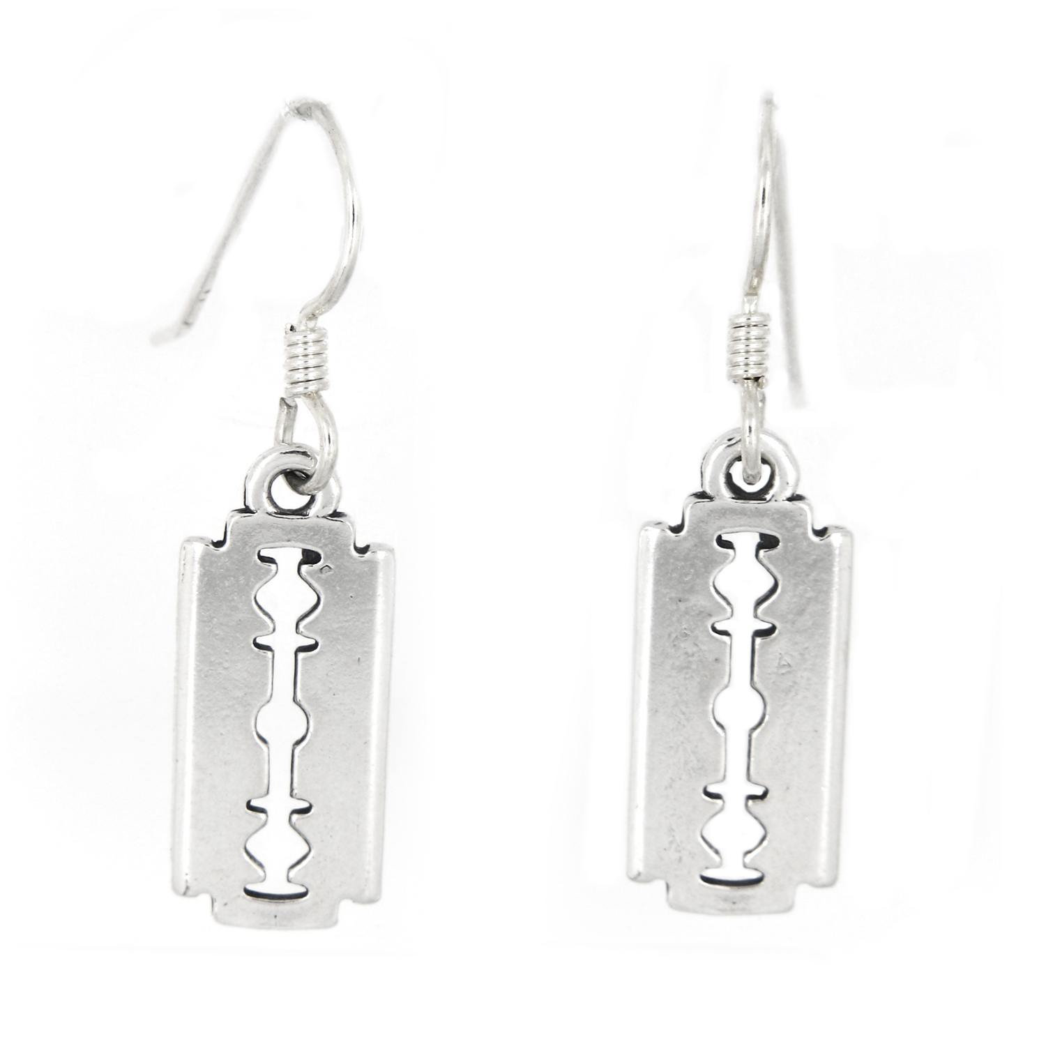 Sterling Silver Razor Blade Barber Dangle Earrings | eBay