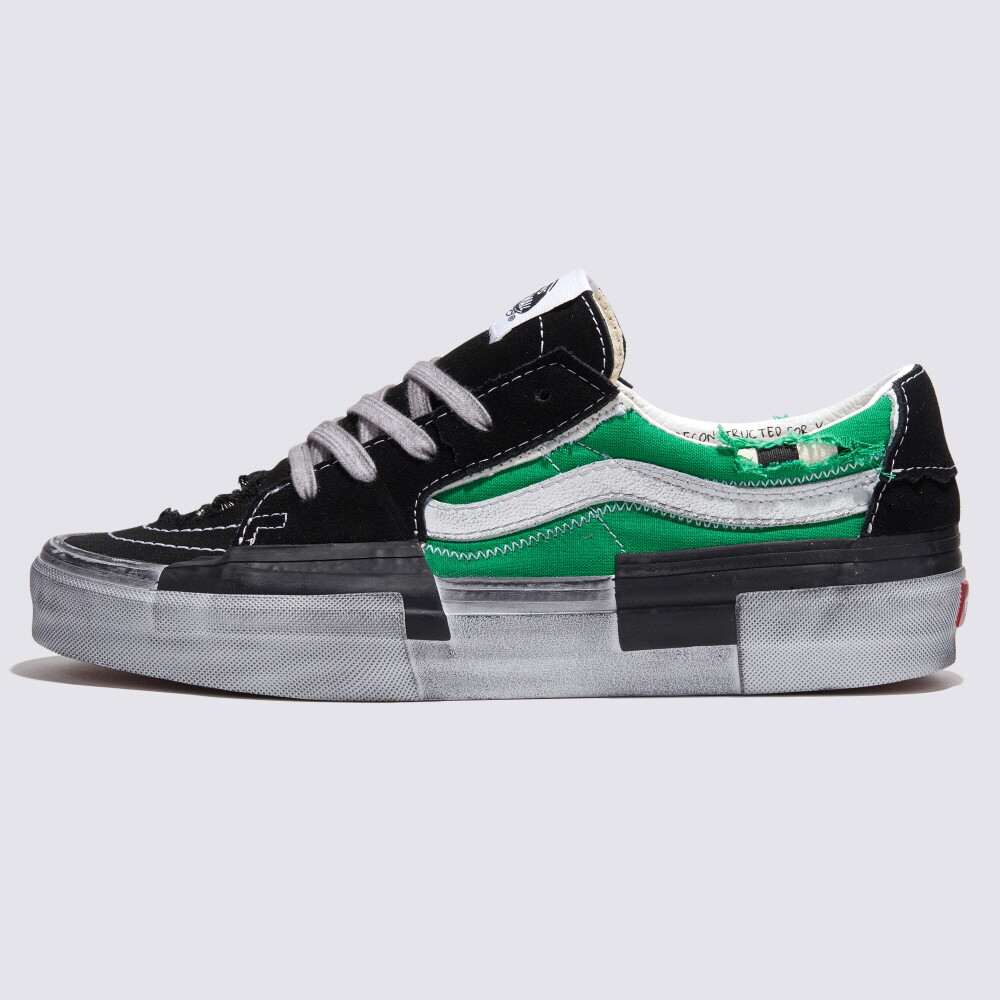 New Vans Sk8-Low Reconstruct Stressed Black/Green Sneakers New Vans Sk8-Low Reconstruct Stressed Black/Green Sneakers