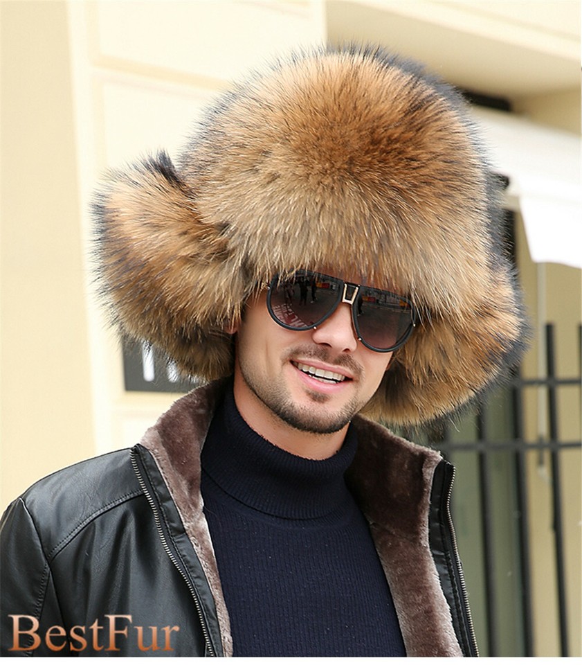Male Full Covered Real Fox Fur Hat Russian Ushanka Hat Cossack Warm ...