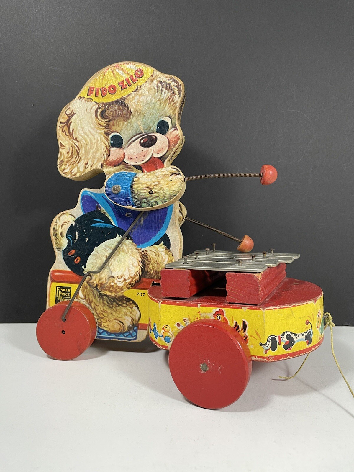 Fisher Price Pull Toy Wooden Fido Zilo Dog #707 Vintage 1955 | eBay