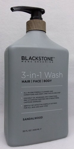 1 Blackstone Men's Grooming SANDALWOOD 3-in-1 Wash Hair Face Body Wash ...