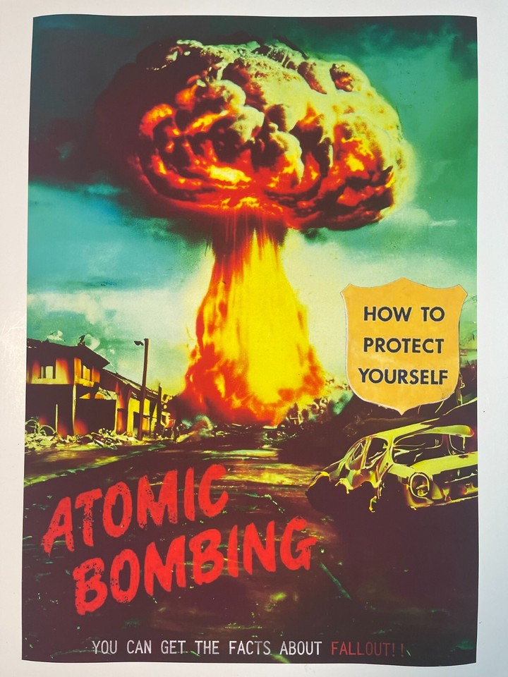 Nuclear Bomb Poster Vintage Style Print 1950s Atomic Bomb Art End of ...