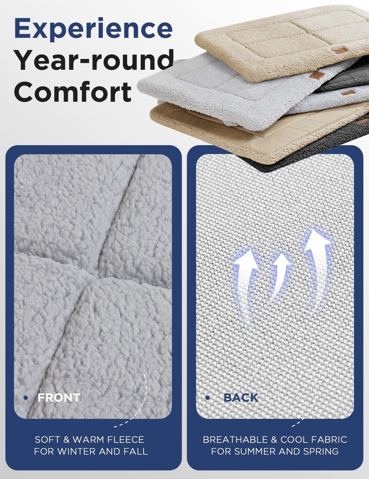 Dog Beds Crate Pad for Medium Small Dogs, Reversible & Washable Non ...