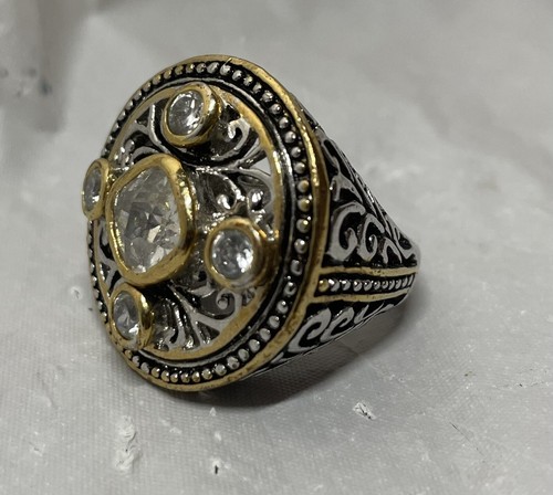 Premier Designs Legacy Two Tone Scroll Pattern Crystal Chunky | eBay
