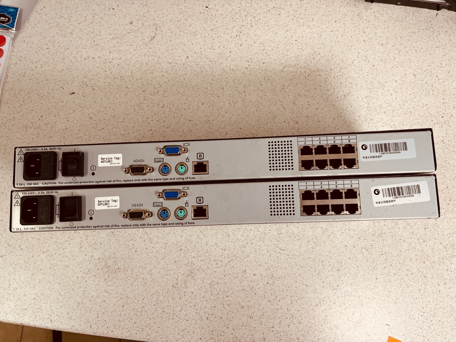 Lot of 2 Dell PowerEdge 180AS CMN1012 - 8 Port Console Switch working ...