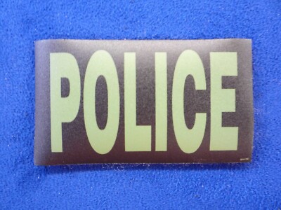POLICE OD GREEN ON BLACK PCX PATCH PAIR 3.5" x 2" W/VELCRO® BRAND ...