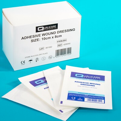 50x LARGE ADHESIVE WOUND DRESSINGS 10cm x 8cm Medical Healing Cut Graze ...