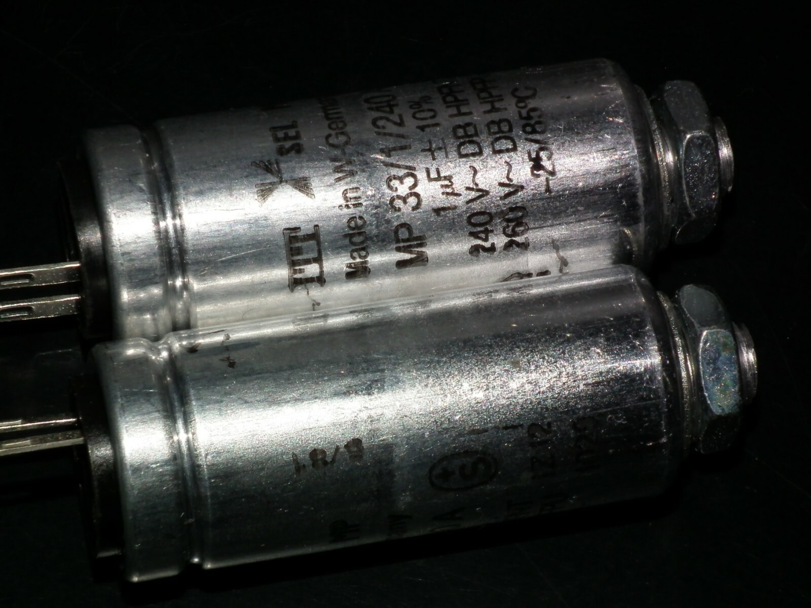 Two NOS MP capacitors 1 uF / 260V AC ITT Lorenz (PIO - Paper in oil ...