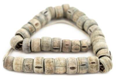 Light Grey Cylindrical Bone Beads 22mm Nepal Cylinder Large Hole 27 Inch Strand | eBay