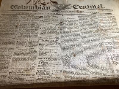 1822 Historical Newspapers ~ JAMES MONROE ~ COLUMBIAN CENTINEL 12 ...
