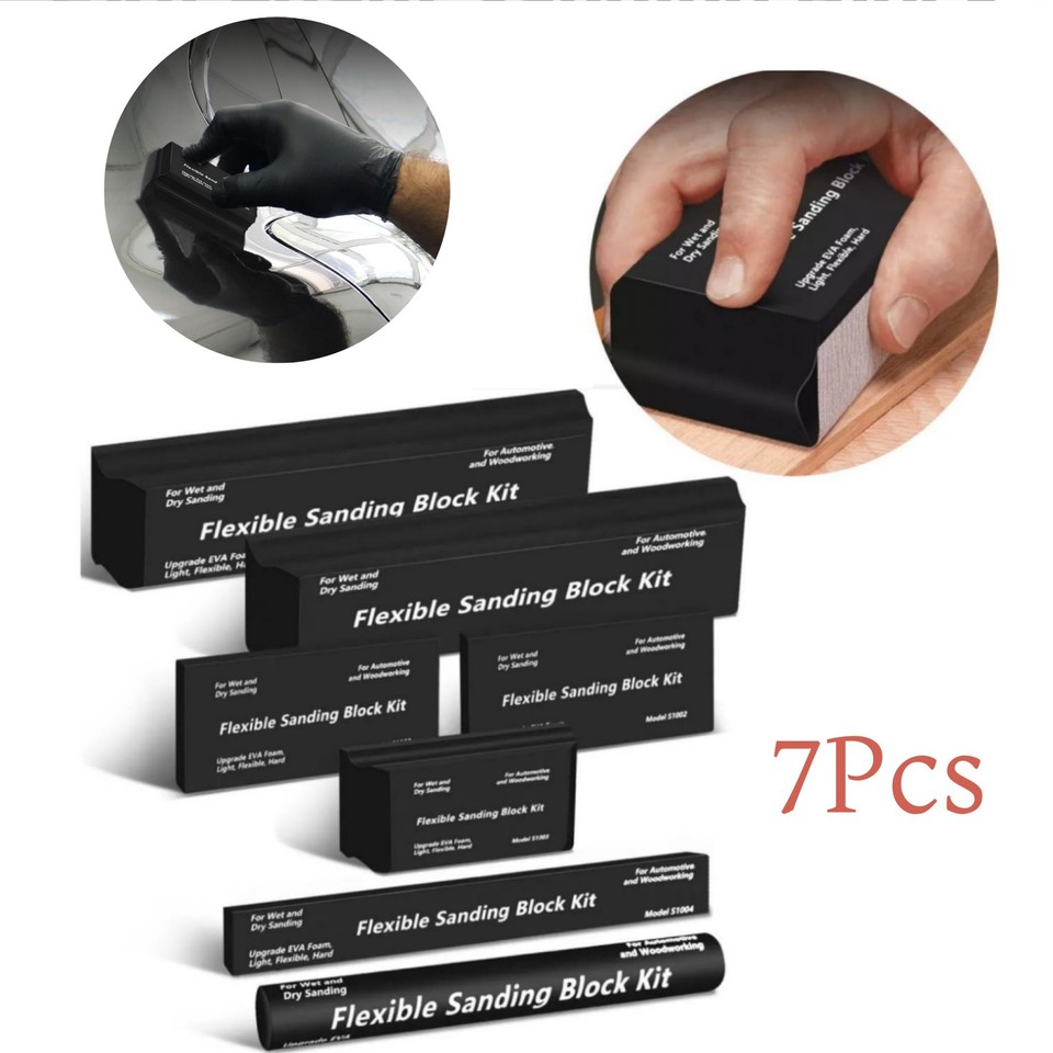 Hand Sanding Block Kit Flexible Automotive Car Polish Wood Bodywork 7 ...