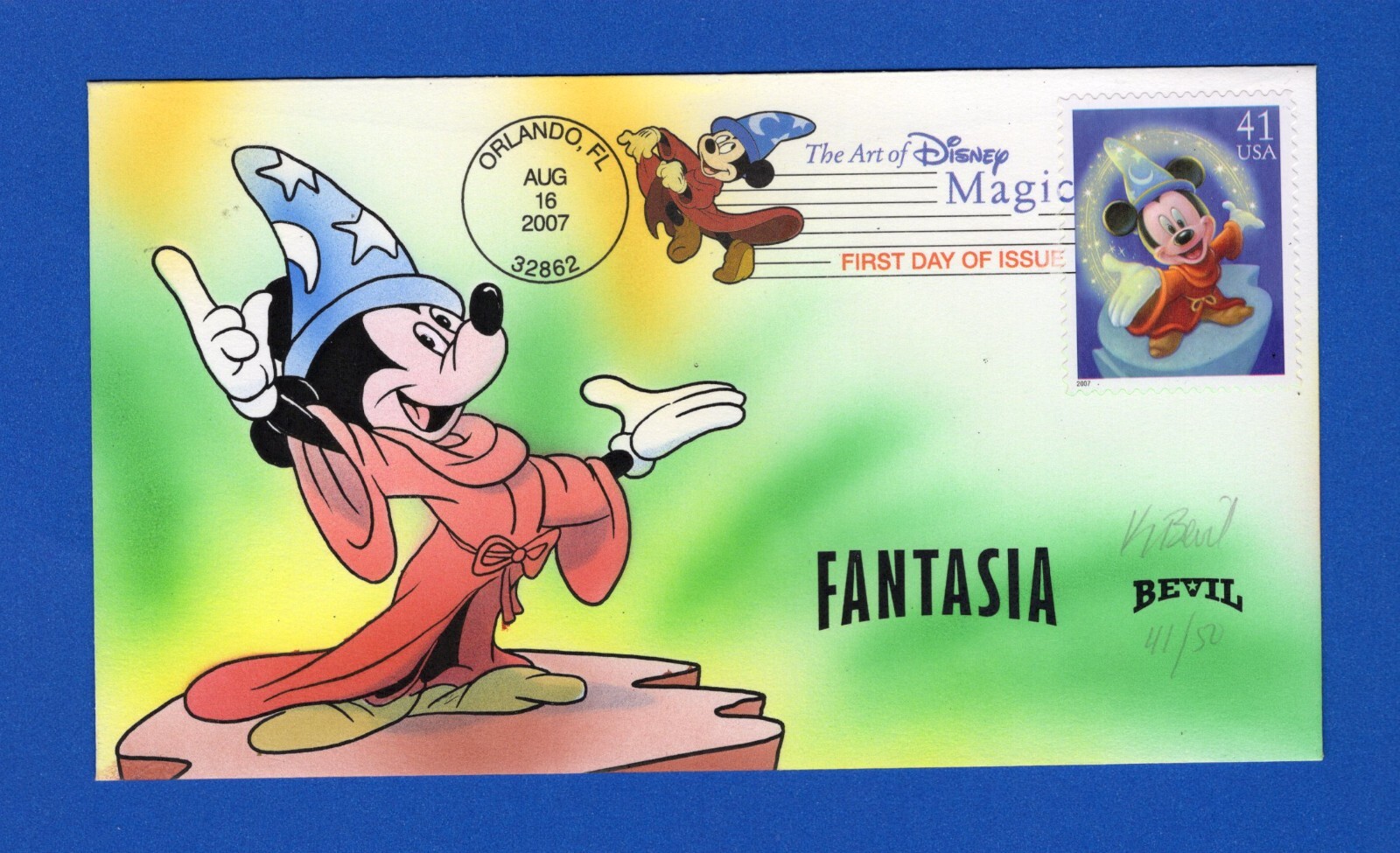 Scott 4192 The Art of Disney Mickey Mouse HP Bevil FDC Digital Color 50 ...