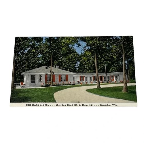 Postcard Red Oaks Motel Kenosha Wisconsin Advertising Card Vintage B292 ...