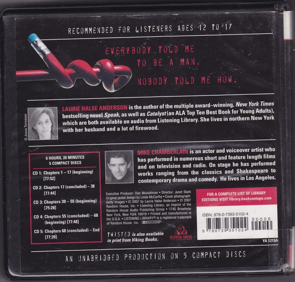 Twisted by Laurie Halse Anderson (2007, CD, Unabridged) Teen Ages 12 to ...