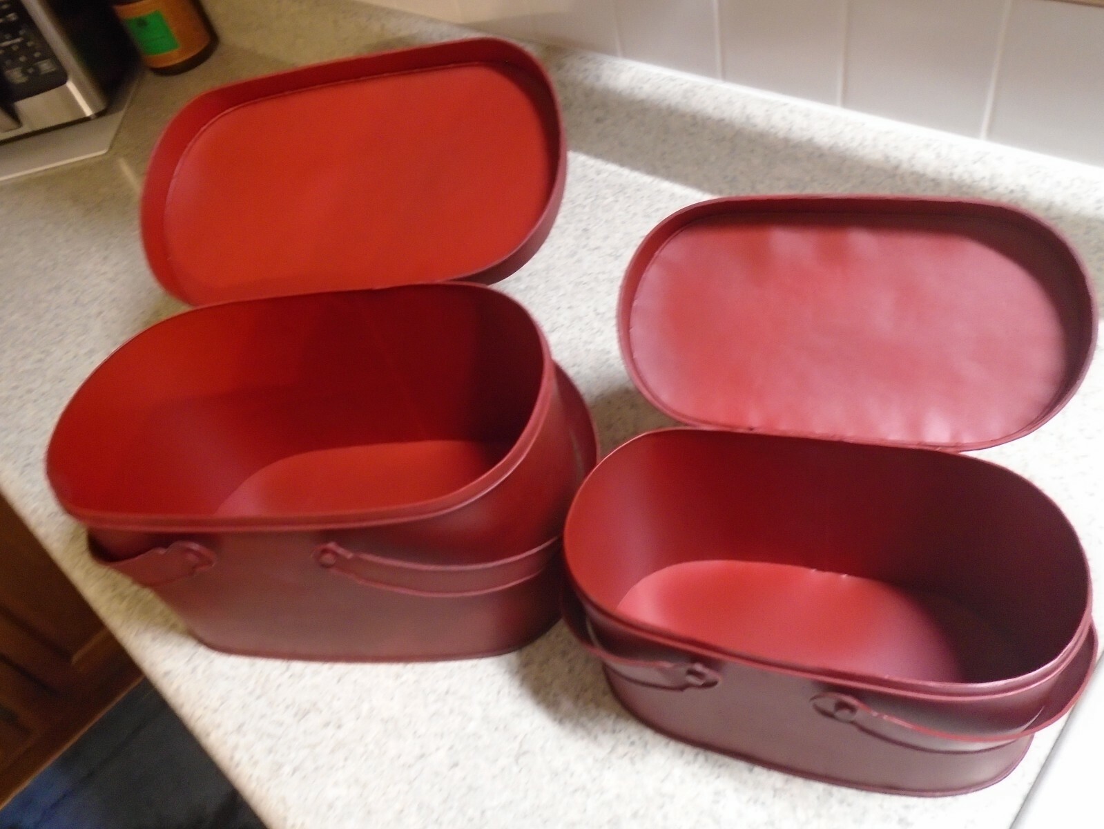 Set of 2 Red Metal Buckets with Handles Farmhouse Decor Bucket Country ...
