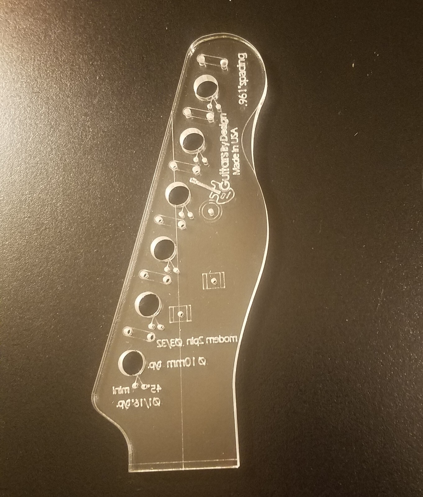 Custom Guitar Headstock Tuner Drill Pattern Template Tele neck HSMT961 ...