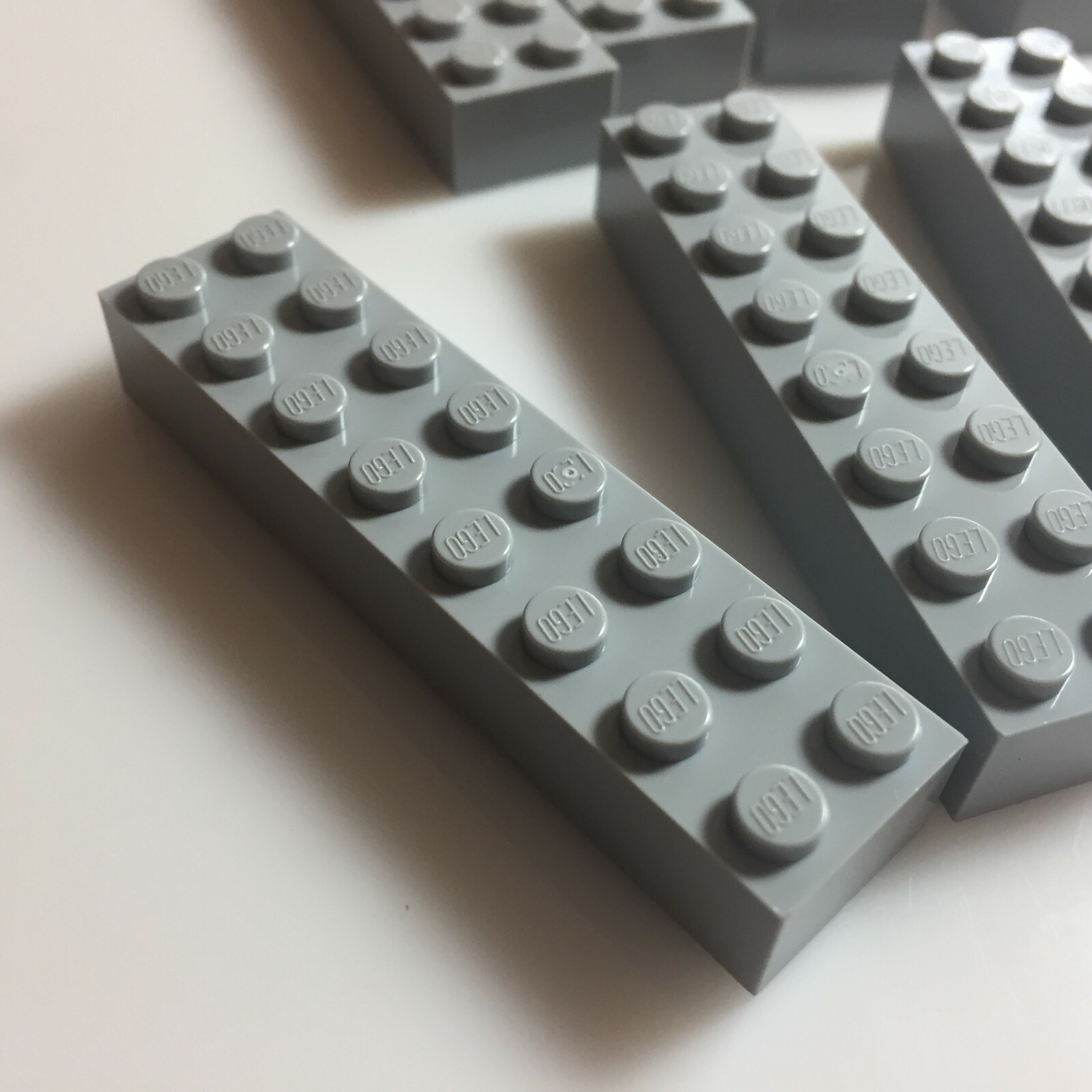 10 LEGO 2x8 Medium Stone Grey Bricks (93888/6037399) Light Bluish Gray ...