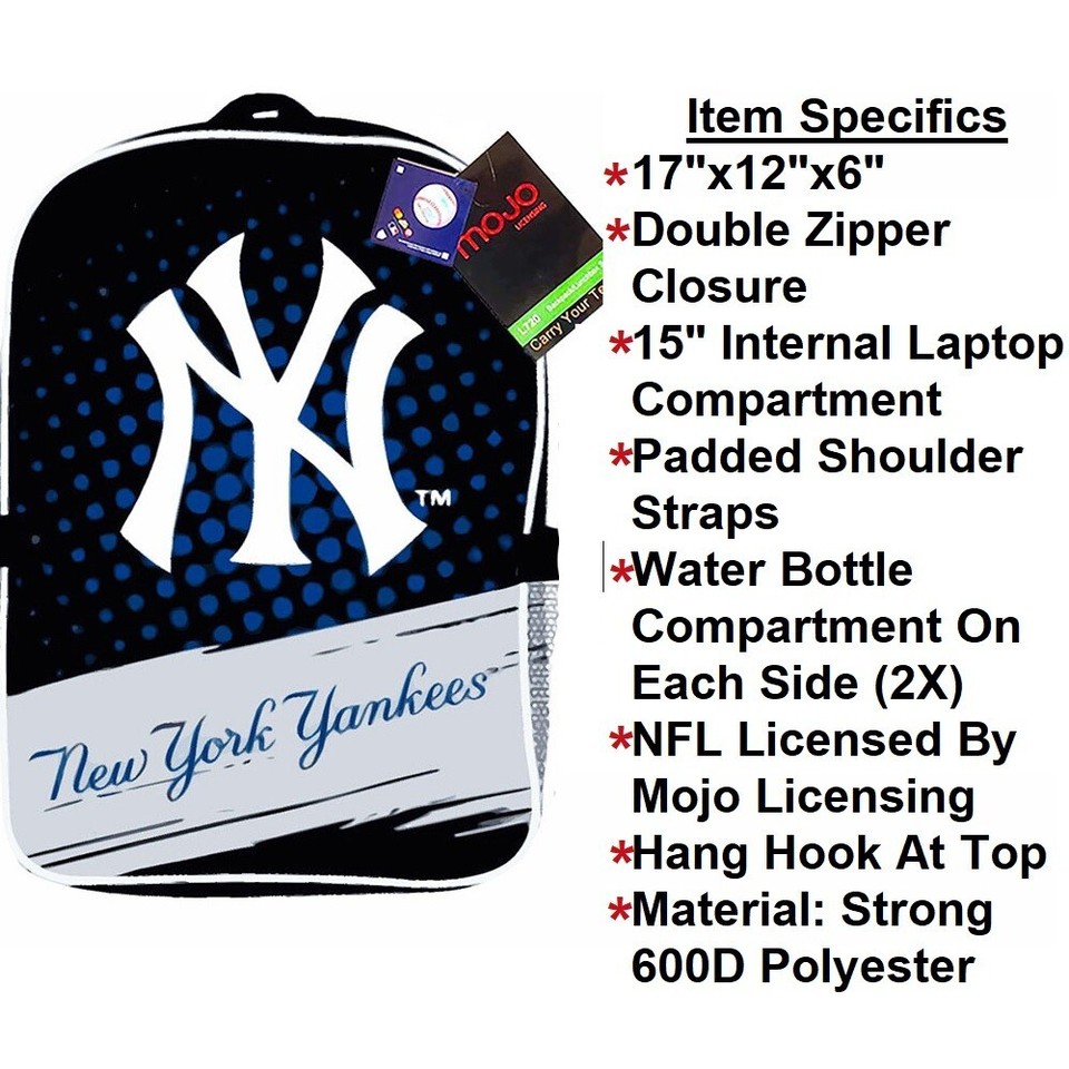 New York Yankees Mojo NFL Licensed Laptop Backpack w Insulated Lunch ...