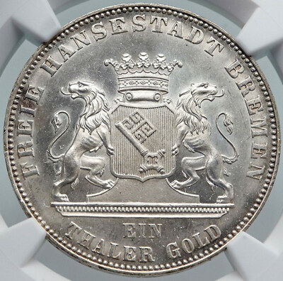 1863 BREMEN GERMAN FREE STATE 50Yrs Liberation ANTIQUE Silver Thaler ...