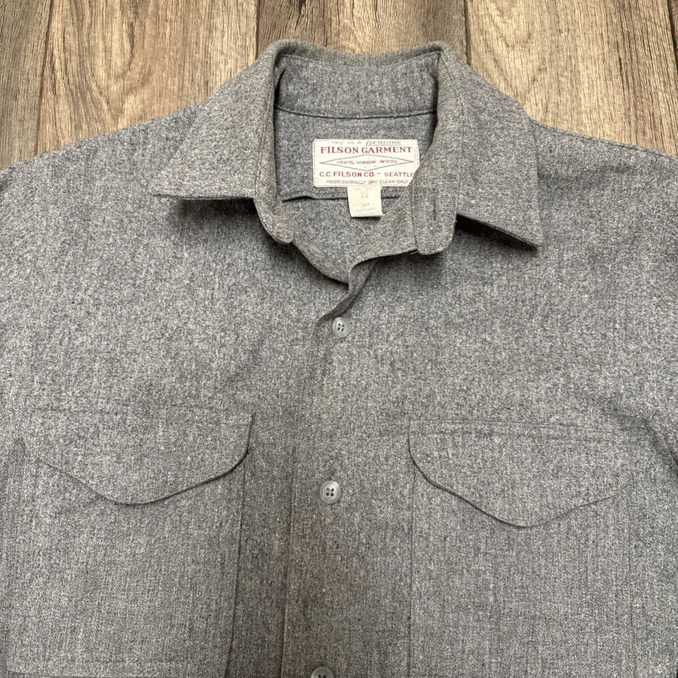 Vintage C C Filson Style 90 Jac-Shirt Gray Patched Elbows Size 40 USA ...