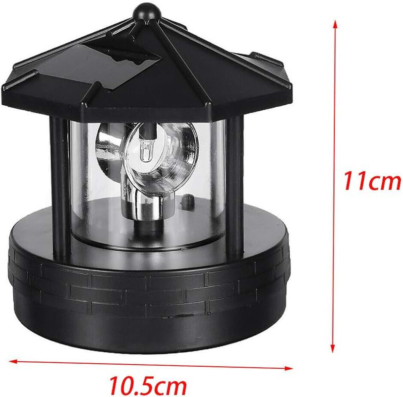 LED Solar Powered Lighthouse,360 Degree Rotating Lamp Waterproof Statue ...