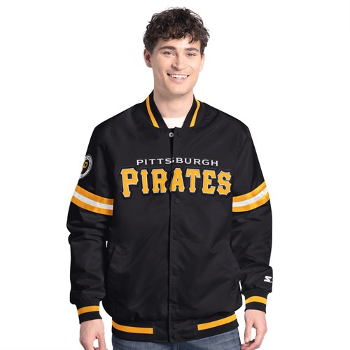 Men's-Starter Black Pittsburgh Pirates Scout Full-Snap Varsity Jacket ...