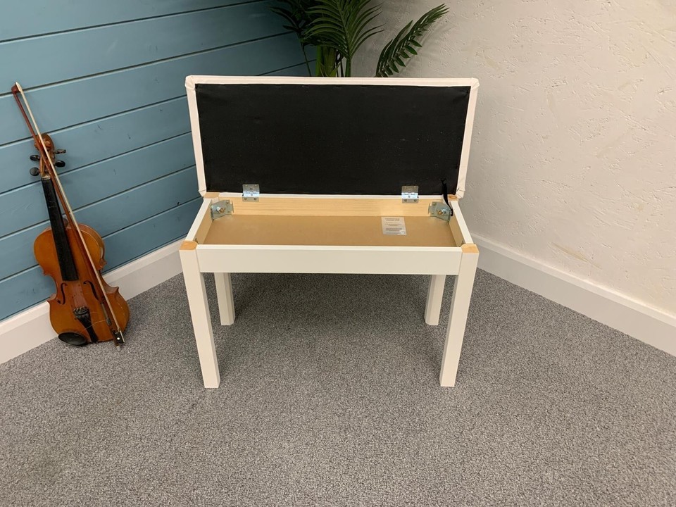 *NEW* White Piano Stool With Music Storage, Deep Sunk Buttons, Well ...