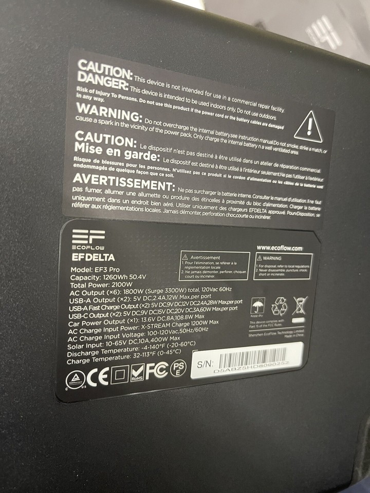 EcoFlow DELTA EF3 Pro 1260Wh 1800W Portable Power Station | eBay