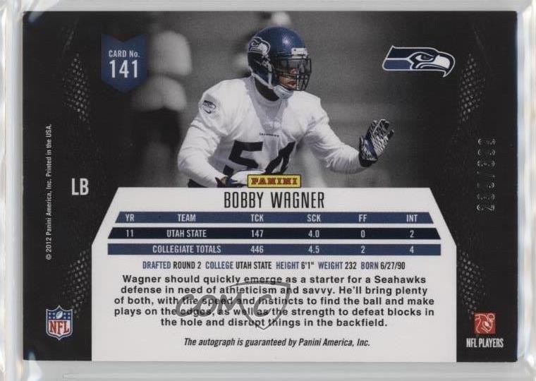 2012 Panini Momentum Rookie Signature /399 Bobby Wagner #141 Rookie ...