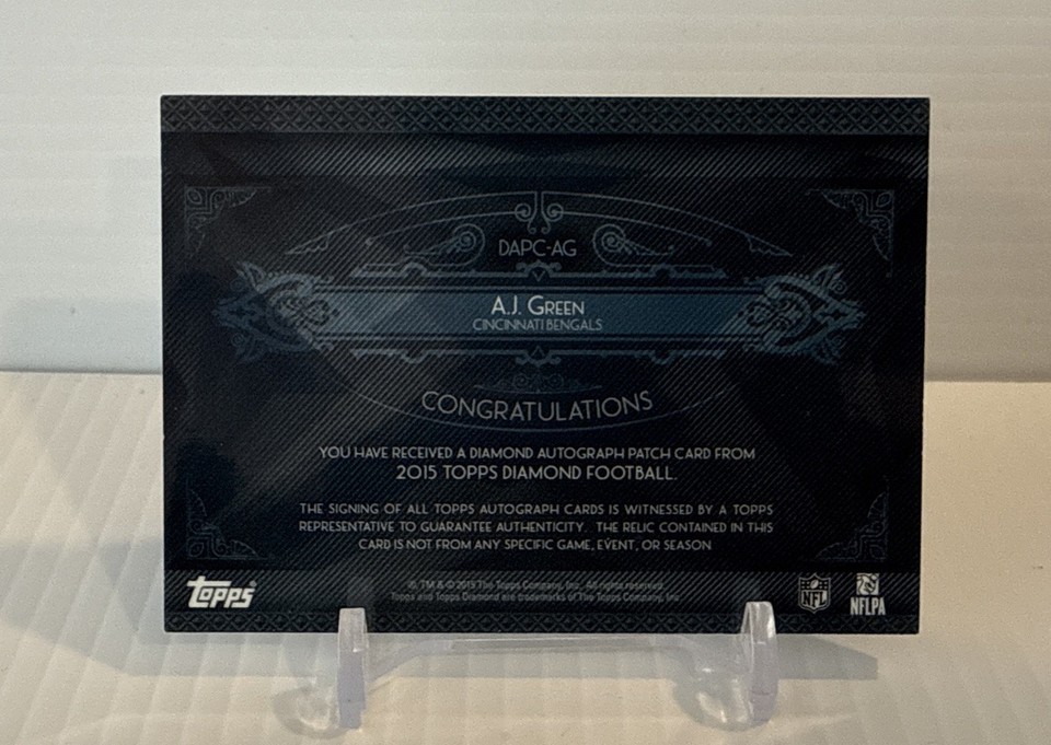 2015 Topps Diamond A.J. Green #DAPC-AG 68/75 Auto 2Clr Relic Bengals | eBay