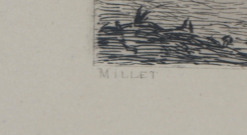 Jean François Millet: Mann Mit Schubkarre, Gravur Unterzeichnet, Durand ...