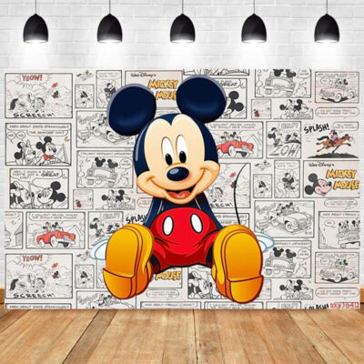 Mickey Mouse Backdrop Happy Birthday Party Cake Table Decorations ...