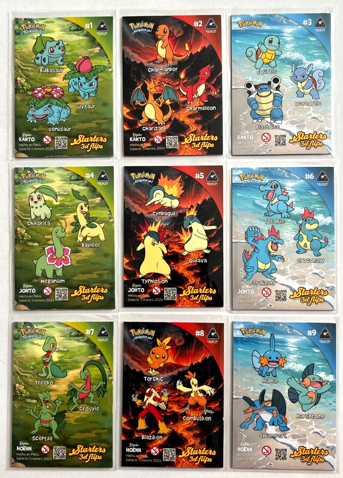 2024 CARDS 3D POKEMON All Starters - Full Set 27/27 Peru Lenticular ...