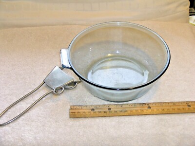 2 quart Pyrex Glass cooking dish with removable handle retro vintage ...