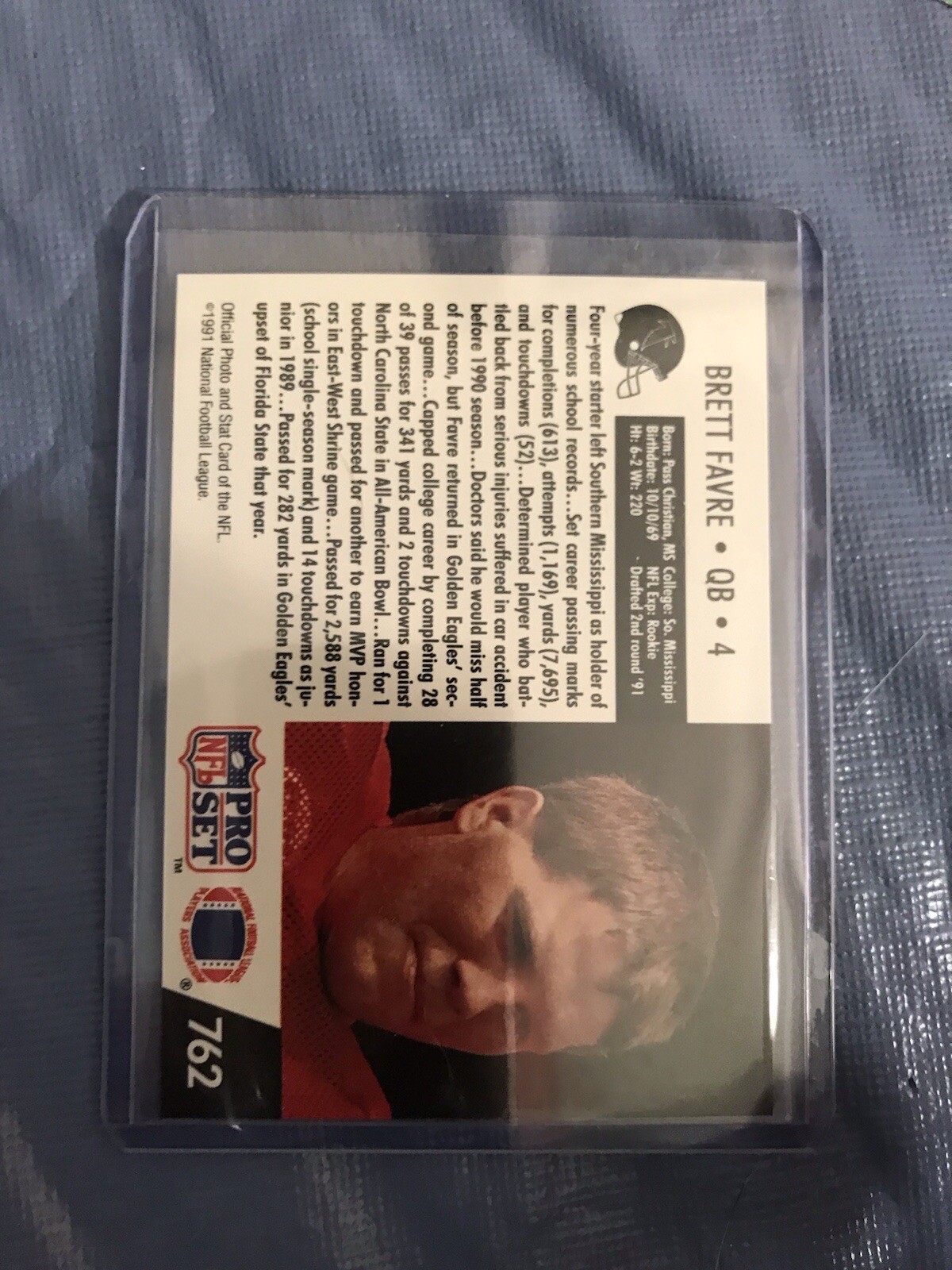 1991 Pro Set BRETT FAVRE rookie card Atlanta Falcons Green Bay Packers ...