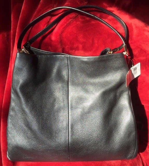 Coach Madison Large Pebbled Leather Phoebe Shoulder Handbag 24621 Black ...