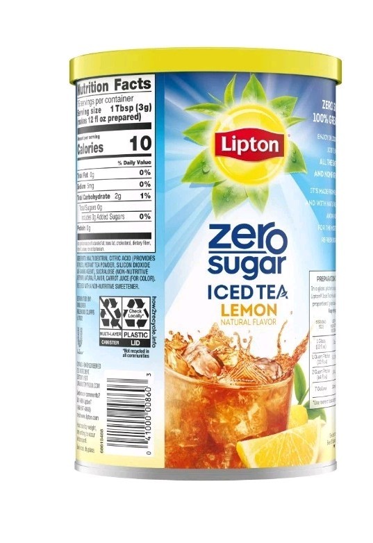 Lipton Zero Sugar Iced Tea Mix Black Tea , Lemon, Caffeinated, 28 Quart ...