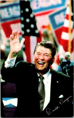 Ronald Reagan 40th President US Flags Chrome Postcard | eBay
