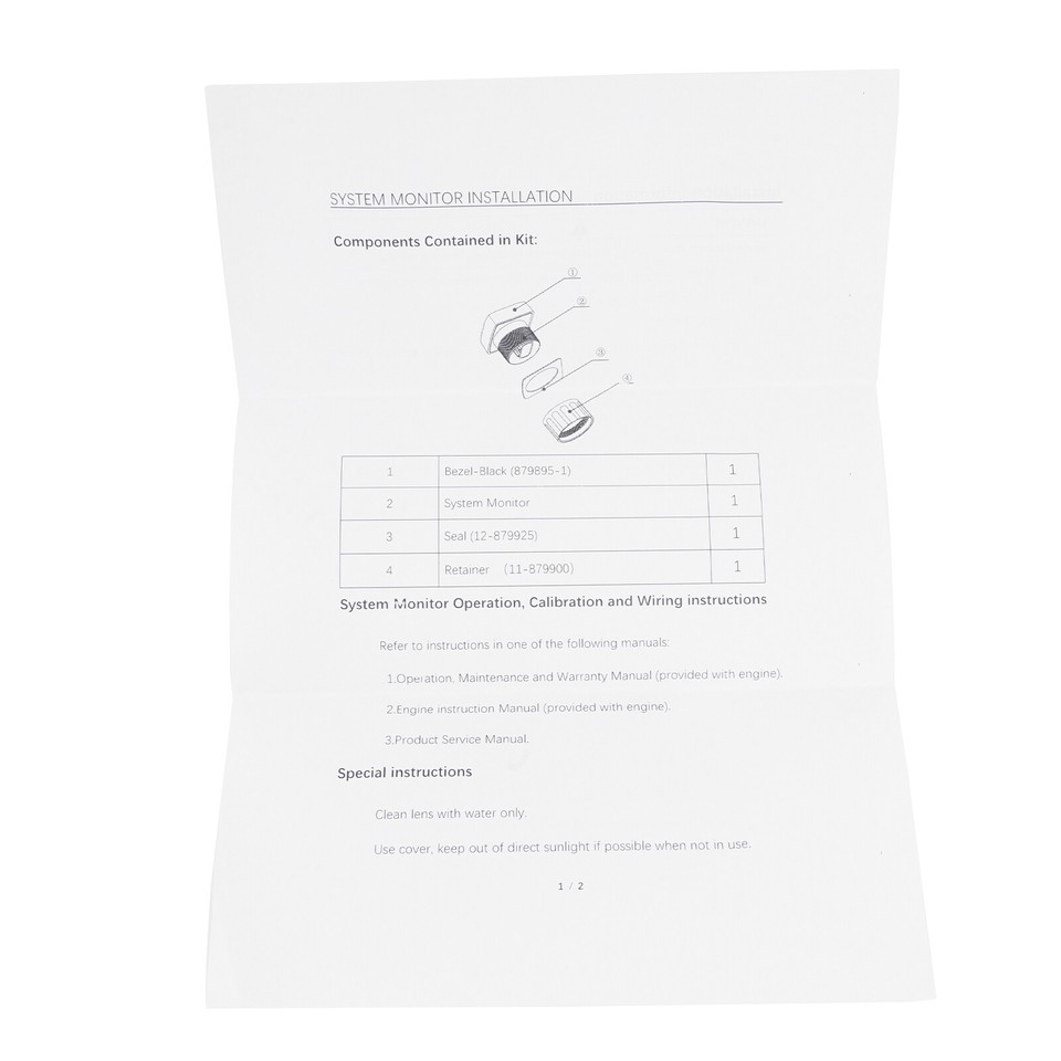 Monitor Kit 79-879896K21 for Mercury Smartcraft SC1000 System Front ...