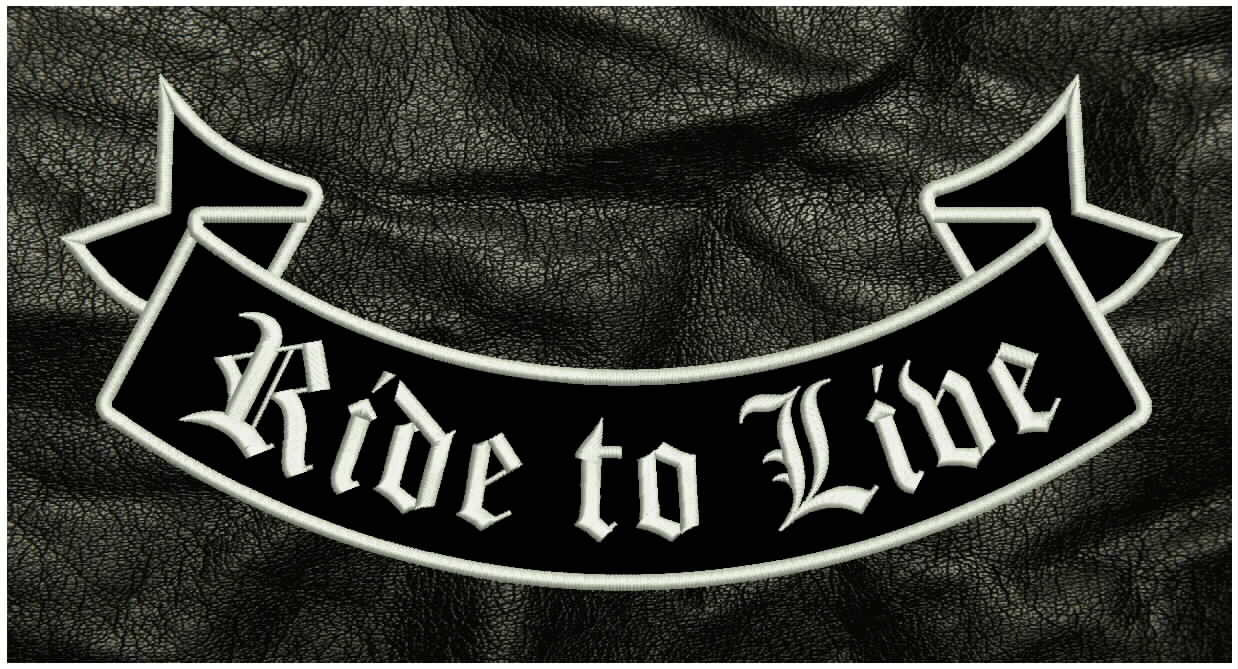 SET of 12" Rockers banner LIVE TO RIDE, RIDE TO LIVE, best Sew-On biker ...