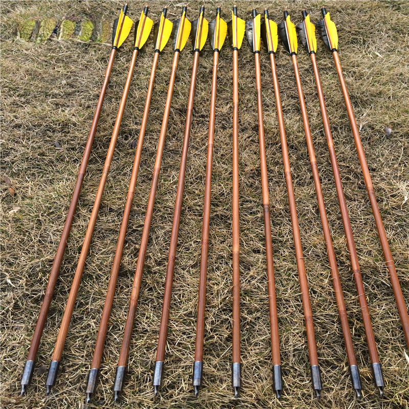 6/12/24pk 28/30/32" Spine 400-500 Handmade Bamboo Arrows for Recurve ...