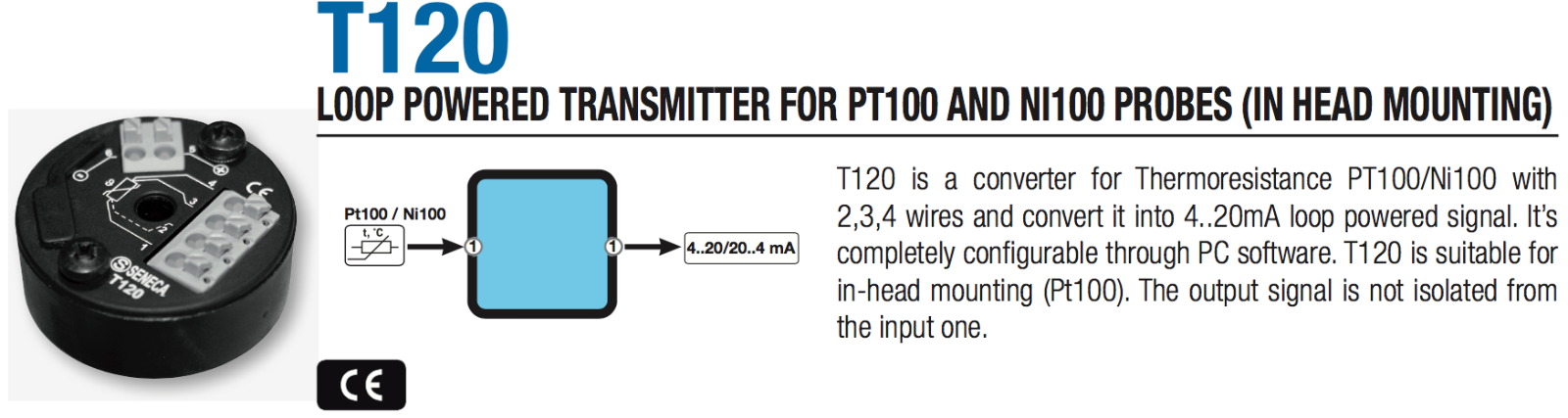 Seneca T120 Loop Powered Transmitter For Pt100 And Ni100 Probes | eBay