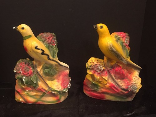 Antique Vintage Pair Plaster Chalkware Parakeet Bird Bookends | eBay