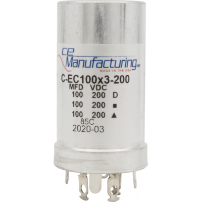 Capacitor, CE Mfg., 200V, 100/100/100µF, Electrolytic | eBay