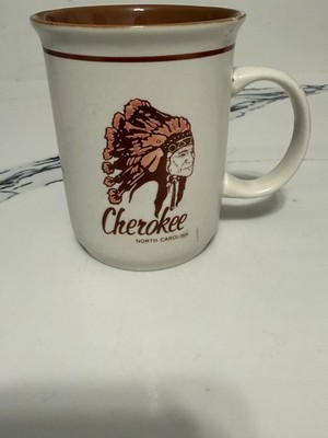 Vintage Cherokee North Carolina Mug Native American Headdress Coffee ...