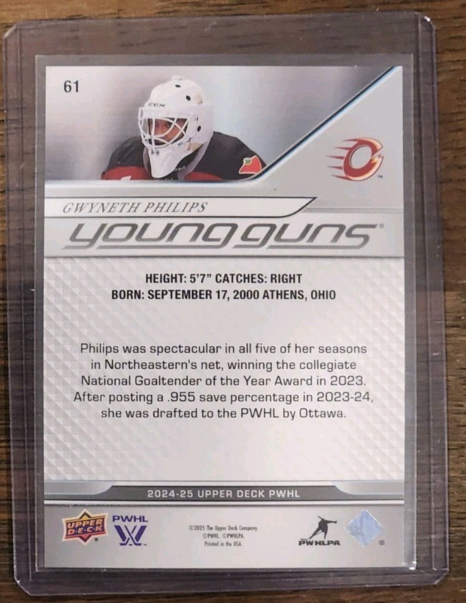 2024-25 Upper Deck PWHL Young Gun Gwyneth Philips | eBay