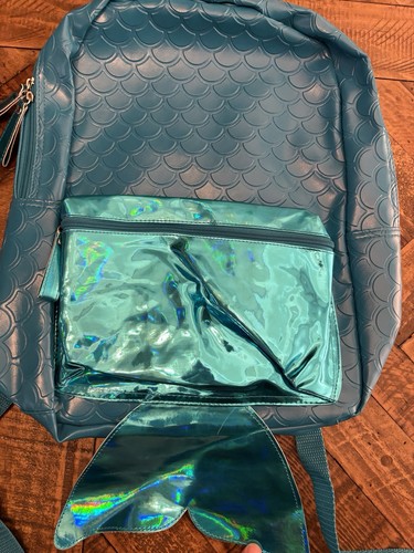 Spencer’s Blue iridescent Mermaid Scale Mermaid Tail Backpack New! 2 ...