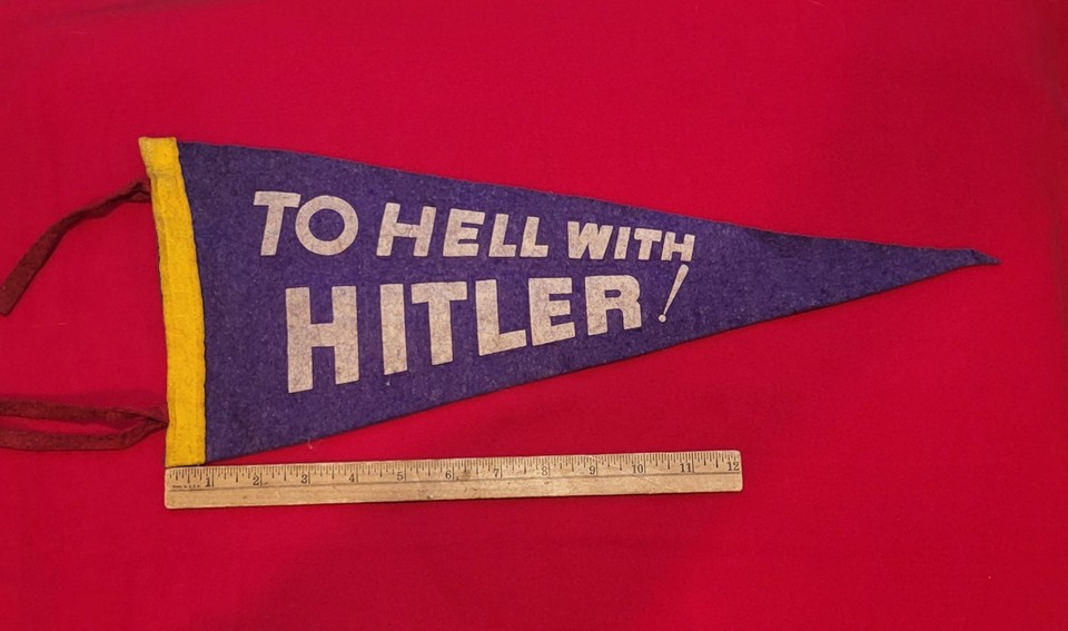 WWII US Anti Nazi Propaganda To Hell With Hitler Pennant | eBay