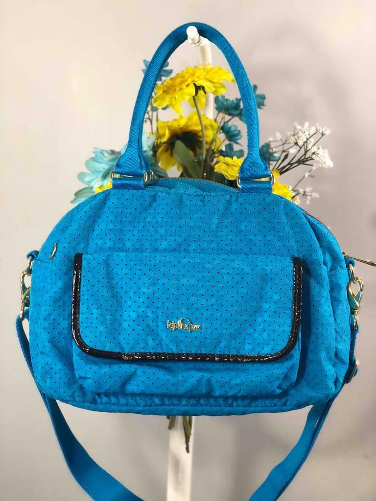 KIPLING Blue Perforated Nylon Bowling Style Satchel B… - Gem